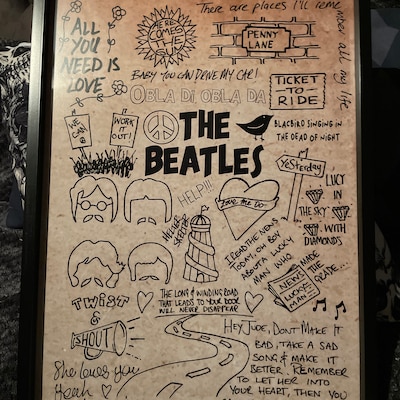 The Beatles Doodle Sketch Wall Art Music Print - Etsy UK