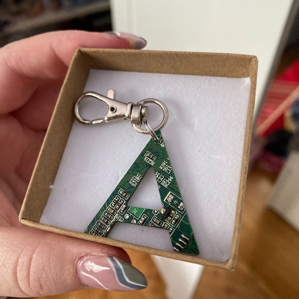 Personalized Keychain - Recycled Circuit Board Keychain, Bag Tag or ...