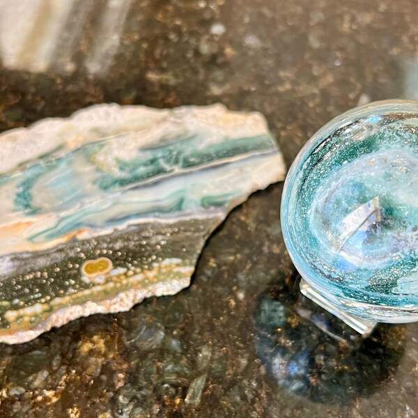 Beautiful Ocean Jasper Jelly Transparent Translucent Polished Display ...