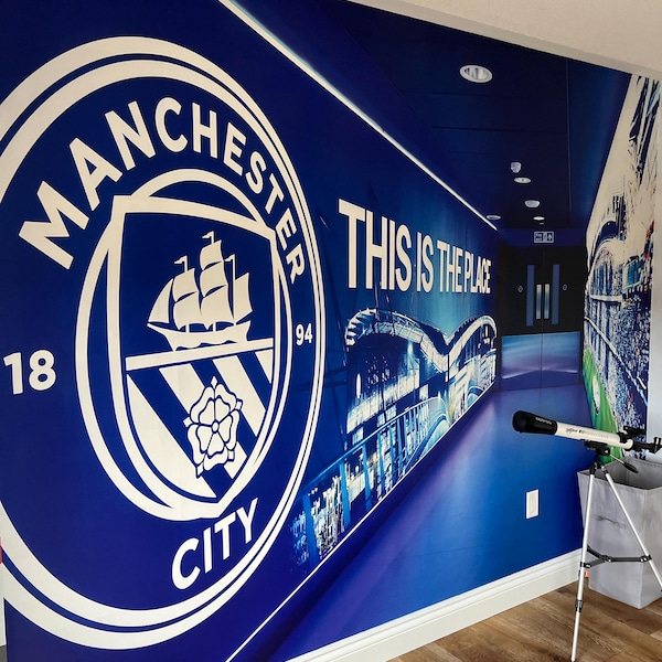 Manchester City Full Wall Mural - Inside Stadium This is the Place Wall ...