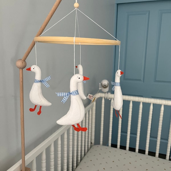 Duck Nursery - Baby Mobile Goose Blue Ribbon - Baby Mobile Boys - Crib ...