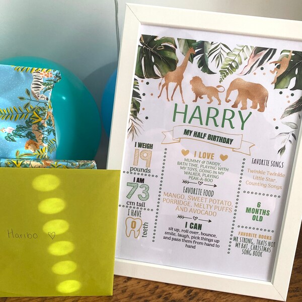 Editable Jungle Gold Milestone Birthday Poster, Safari Animals Birthday ...