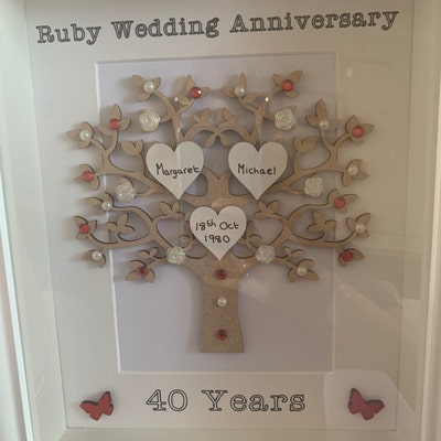 Ruby Wedding Anniversary Frame, Wedding Gift, Personalised, 40th ...
