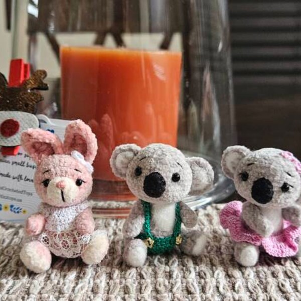 Tiny Plush Cat Collectible Miniature Pet, Little Kitten Toy, Pocket ...