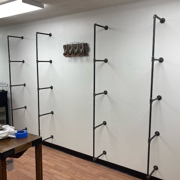 Rustic Industrial Pipe Shelf Kit - Custom Vintage Wall Storage ...