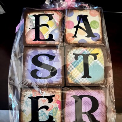MADE TO Order-easter Wood Blocks, Easter Tier Tray Decor, Spring Decor ...