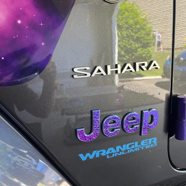 Holographic Sequins Jeep Emblem Sticker Decal, Wrangler JK, TJ, JL ...