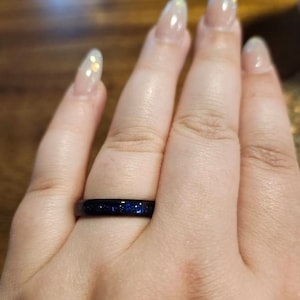 Galaxy Orion Nebula Ring for Women, Engagement Ring Set, Black Titanium ...