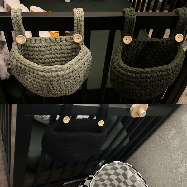 Baby Crib Hanging Storage Basket, Gift for Mom, Bag Organizer, Crochet ...