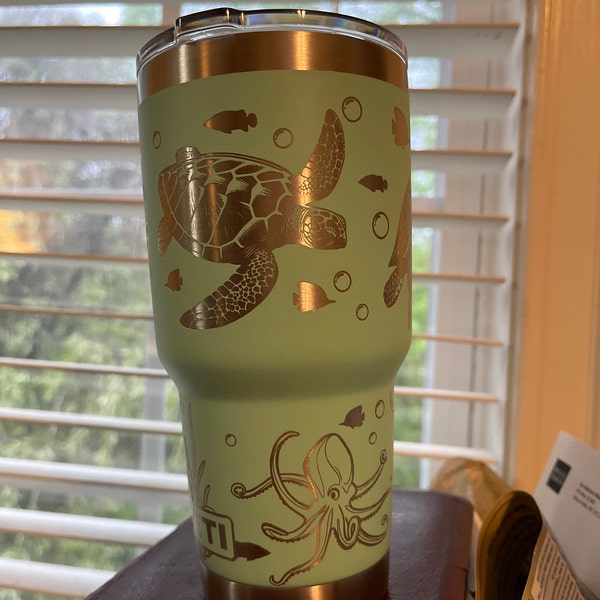 Sea Turtle Engraved YETI Tumbler,laser Engraved Sea Turtles,sea Turtle ...
