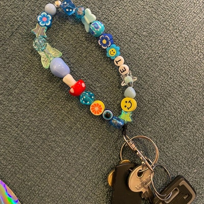 Beaded Keychain 90s Beaded Keychain Y2K Aesthetic Custom Beaded ...