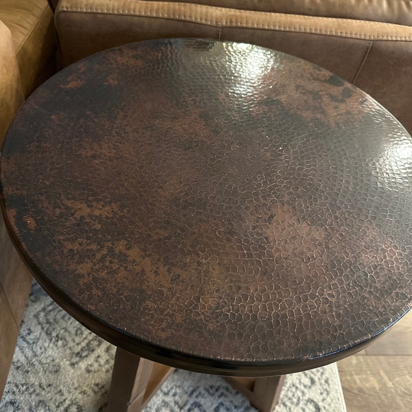 Hammered Copper Table Top " Round " Select Your Size - Etsy