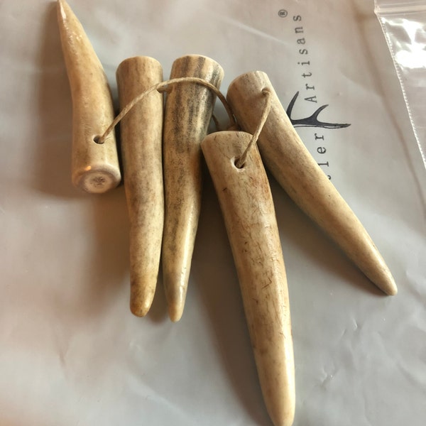 Real Deer Antler Tip Pendants, 2-1/2" Drilled, Antler Tines, for ...