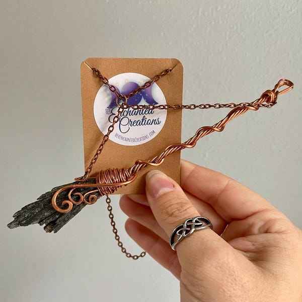 Copper Spiral Magic Wand Quartz Pendulum - Handcrafted Witchy Decor ...