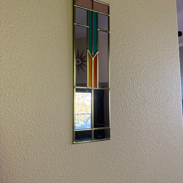 Art Deco Chicago Large Mirror Over Mantel Stained Glass Style 91x61cm ...