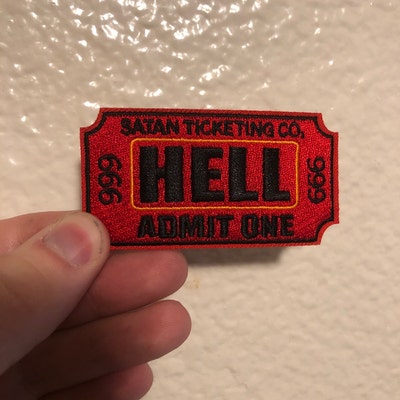 Ticket to Hell Admit One Iron on Embroidered Patches for Denim Jackets ...