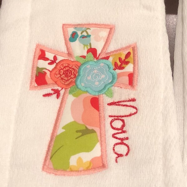 Machine Embroidery Design Applique Cross Flowers Satin INSTANT DOWNLOAD ...