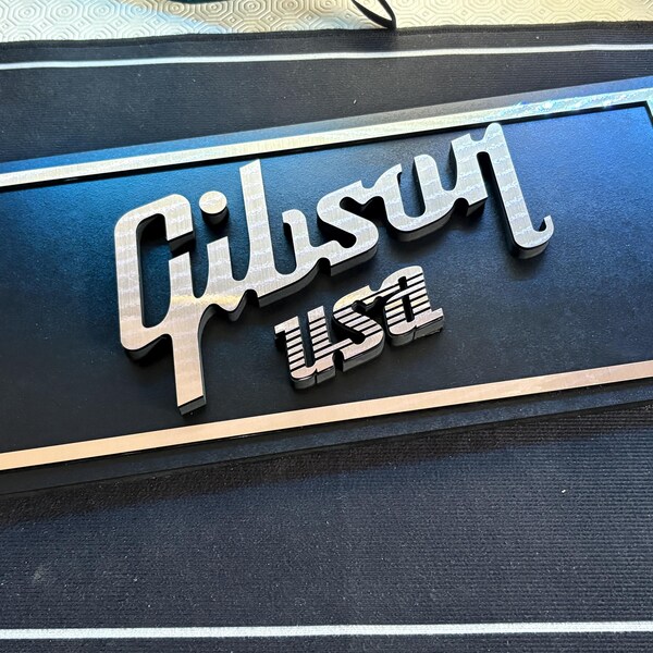 Gibson USA, Decorative Sign, Wooden Sign, Gold Letters, Acrylic Vinyl ...