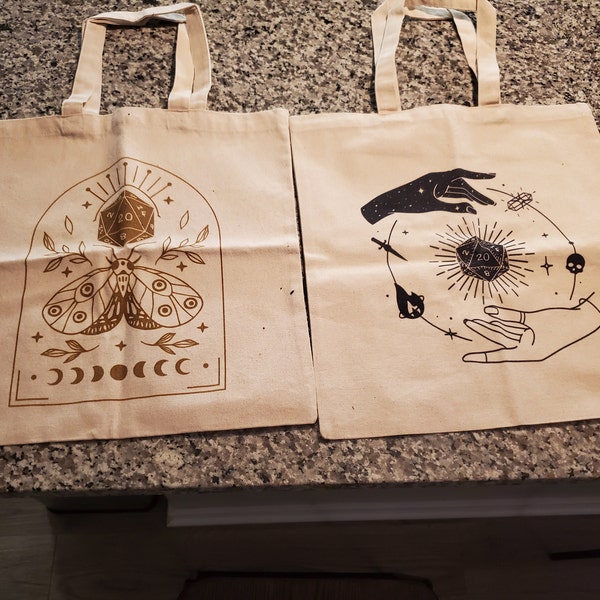 RPG, Dice Bag, Dungeons and Dragons Canvas Tote Bag, Dnd Canvas Tote ...