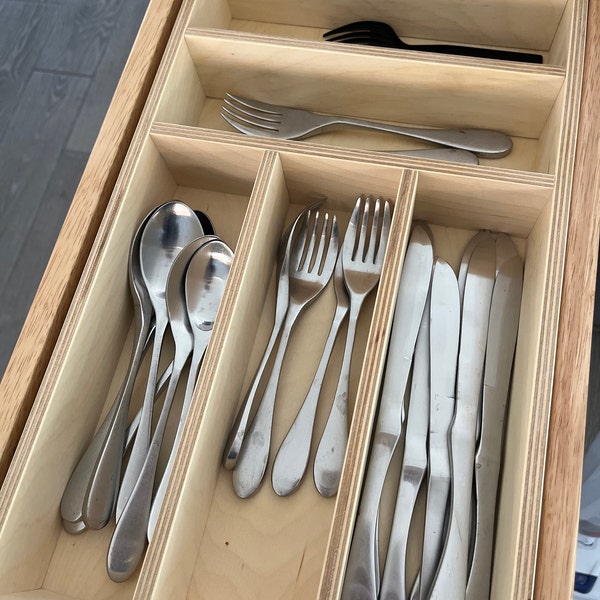 Up to 12 Inches Wide - Custom Baltic Birch Drawer Organizer, Silverware ...