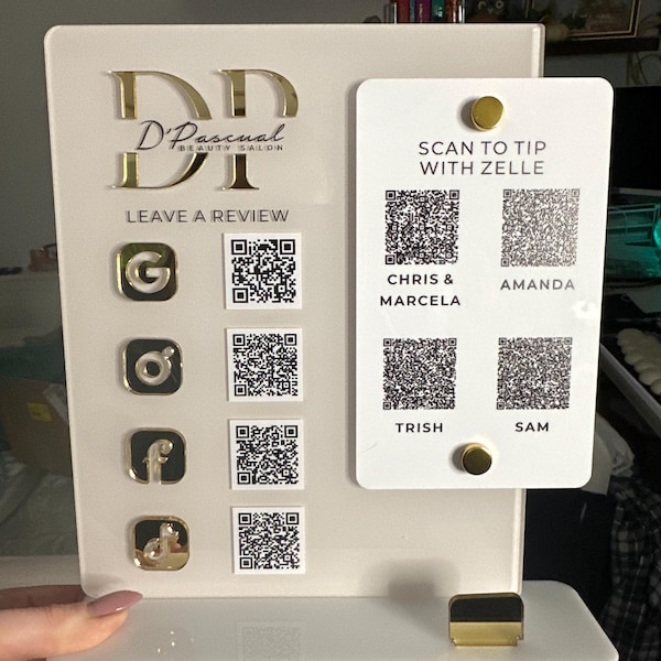 Custom QR Code Business Sign - Social Media & Payment QR Plaque - Salon ...