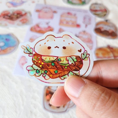 Cute Animal Foodies 2 Stickers/ Matte/ Holographic/ Die Cut Stickers ...