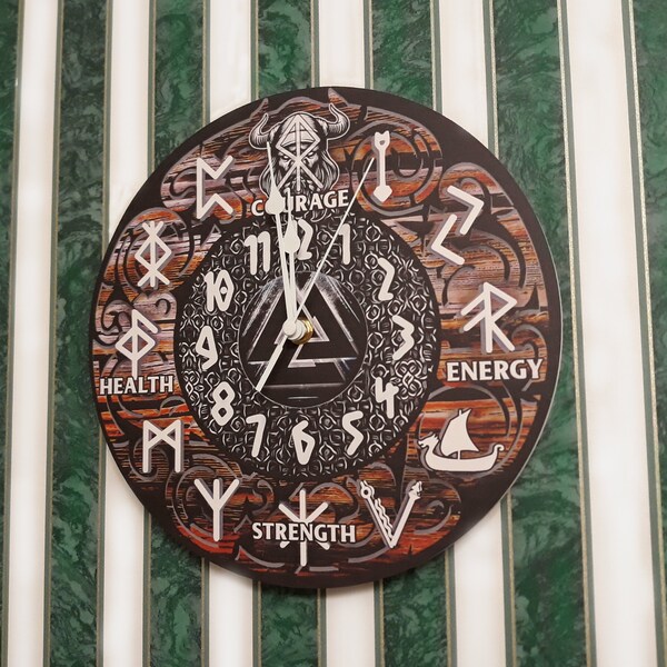 Viking Shield Wall Clock: Valknut Norse Decor, Silent Clock - Etsy