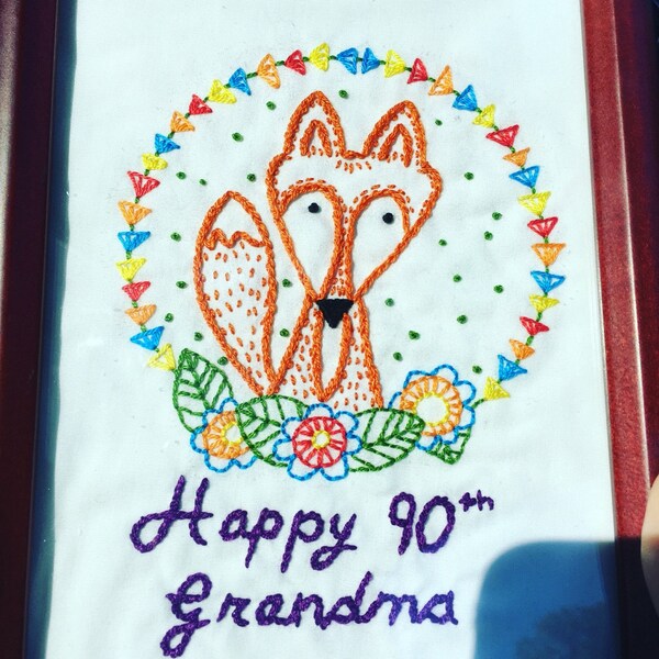 CRAFTY FOX - Pdf Embroidery Pattern, Fox Embroidery Design, Embroidery ...