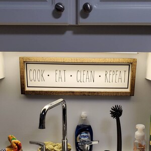 Kitchen Sign // Cook Eat Clean Repeat // Farmhouse Kitchen - Etsy Canada