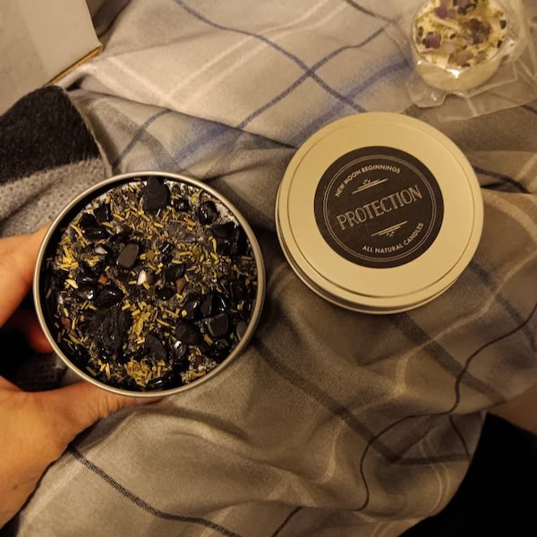 Protection Candle - Energy Cleansing - Crystal & Herb Candle ...