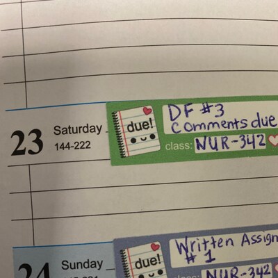 Happy School Assignment Due Reminder Label Cute Kawaii Vertical Erin ...