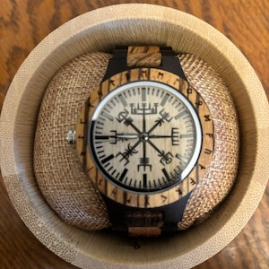 Engraved Thor's Hammer Mjolnir Wooden Watch, Personalized Viking Watch ...