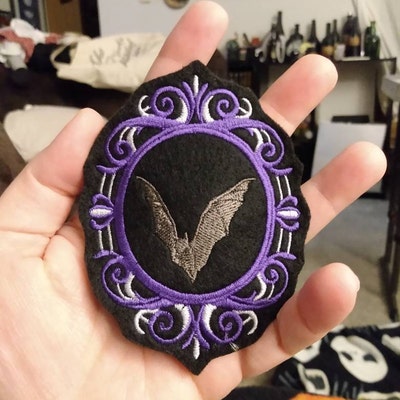 Vampire Bat Purple Silver Cameo Embroidered Goth Hair Clip Mtcoffinz - Etsy