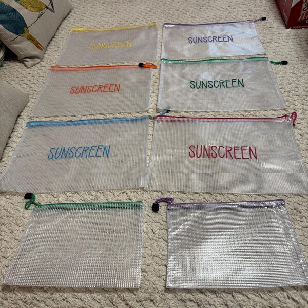 SUNSCREEN Zipper Pouch Large 13”x 9” | Summer Bag | Pool Party Bag ...