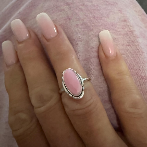 Oval Pink Conch Shell Ring/sterling Silver Queen Conch Shell Ring/conch ...