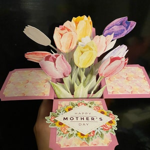 3D Pop up Handmade Custom Tulip Card for Any Special Occasion, Mothers ...