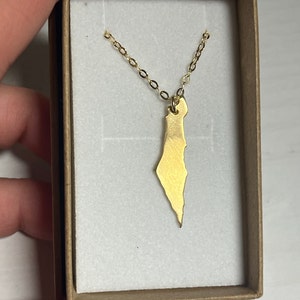 Gold Israel Map Necklace, Small Israel Charm, I Love Israel Necklace ...