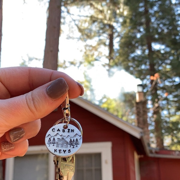 Hand Stamped Cabin Keys Keychain - Etsy