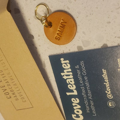 Cat Tag Leather Tag Silent ID Tag Personalized Cat Tag - Etsy