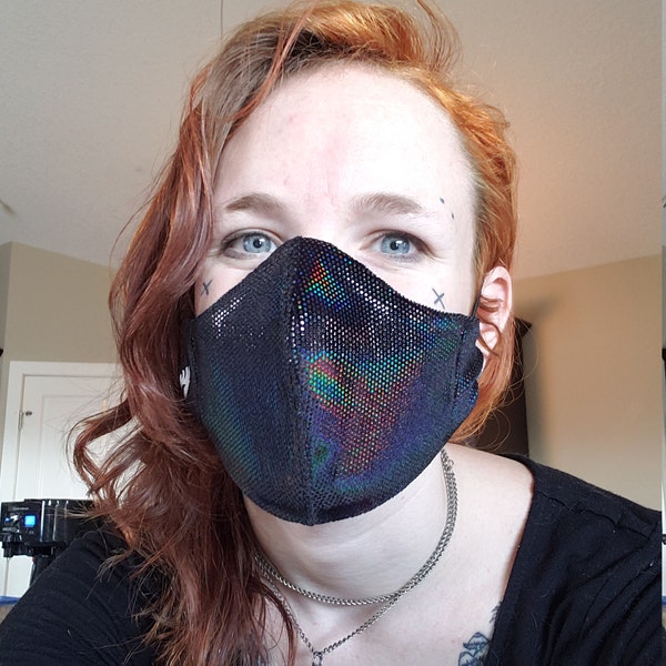 Rave Mask| Reusable Face Mask| Fashion Mask| Iridescent Mask| Festival ...