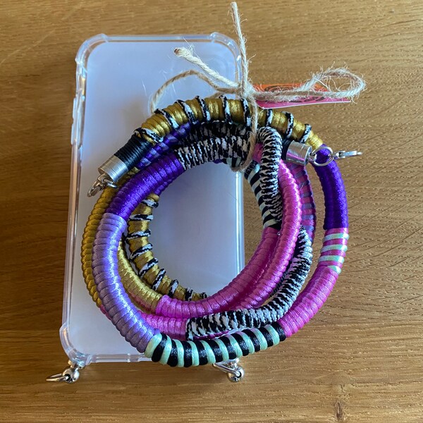 Wrapped Yarn Charger Cable / Handmade Lightning Cable / Multicolor Blue ...