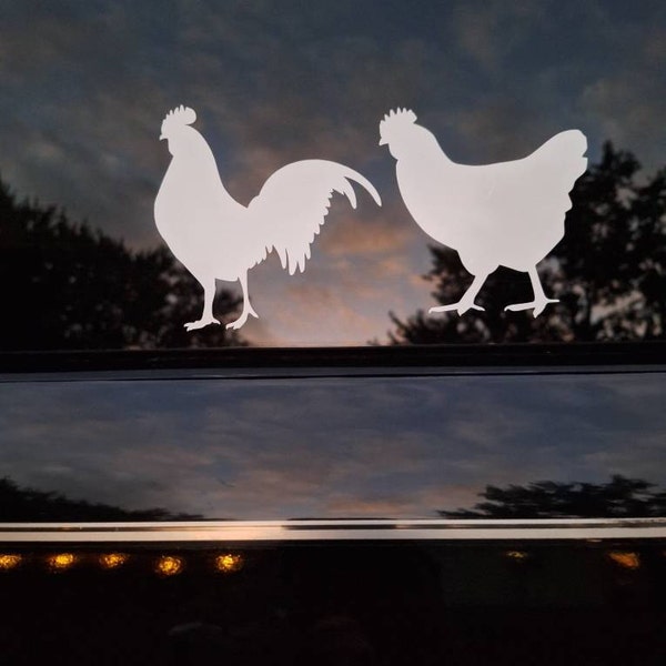 Chicken Family Car Window Vinyl Decals, Farm Family Stickers, Rooster ...