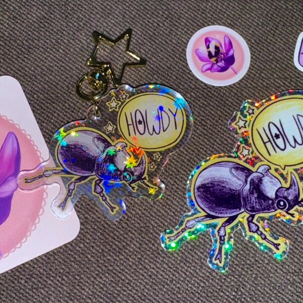 Howdy Beetle Keychain 2.5", Bug Keychain, Beetle Keychain, Bug Charm ...