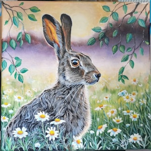 Hare Art Hare Painting Original Art Small Hare Canvas Art Acrylic ...