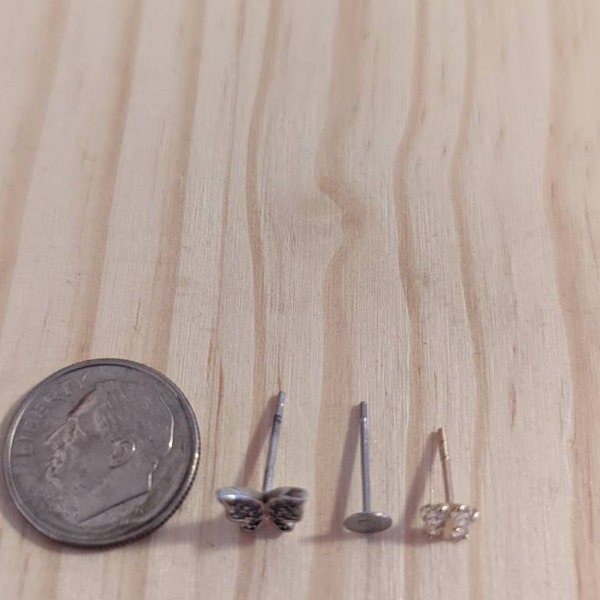 BULK 4mm Silver Flat Pad Earring Posts, Surgical Stainless Steel, 100 ...