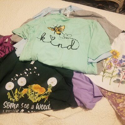 Spring Flowers Tee, Cute Watercolor Pink and Purple Flowers Design ...