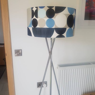 Geometric Scandinavian Lampshade Handmade by Vivid Shades, Blue Grey ...