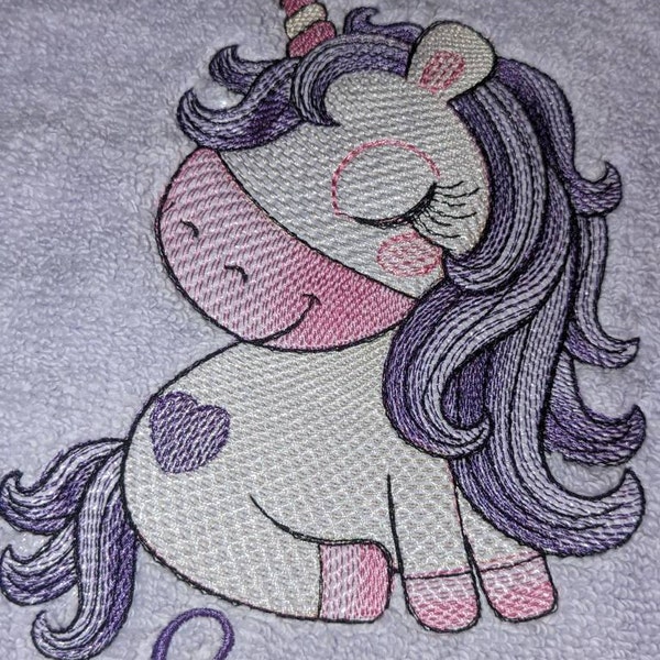 2 Sizes Cute White Baby Unicorn Machine Embroidery Design Fluffy Pretty ...