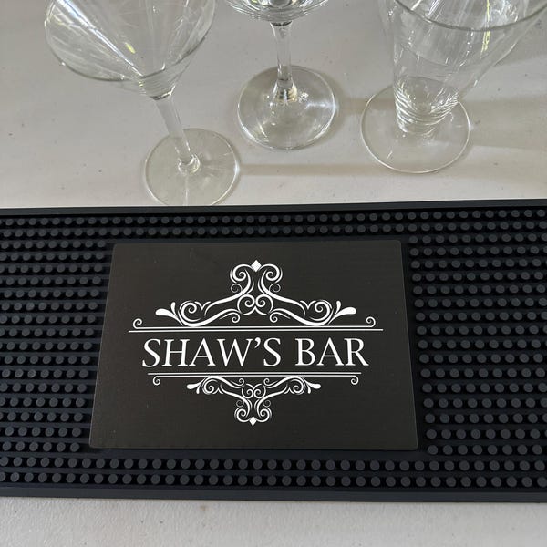 Personalized Cocktail Bar With Drinks Bar Mat, Customized Bar Mat, Home ...