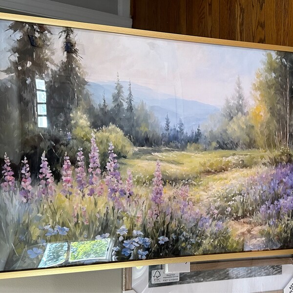 Serene Meadow Landscape Print | Spring Oil Painting Floral Wildflower ...